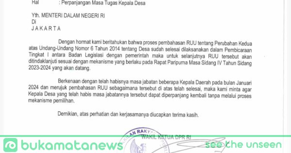 Beredar Surat DPR RI Minta Mendagri Perpanjang Masa Jabatan Kades Tanpa ...